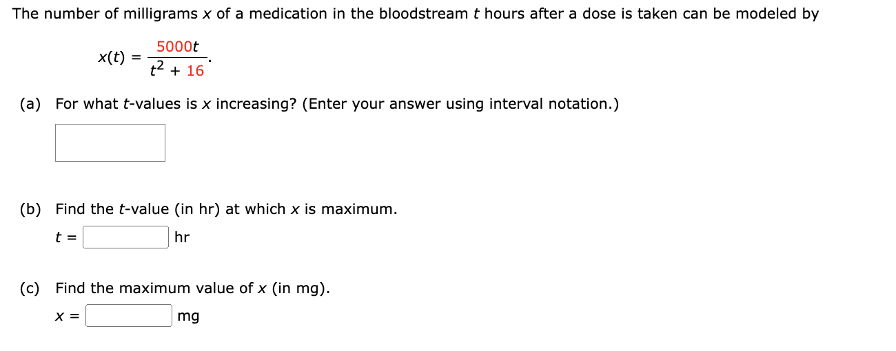 Solved The number of milligrams x of a medication in the | Chegg.com
