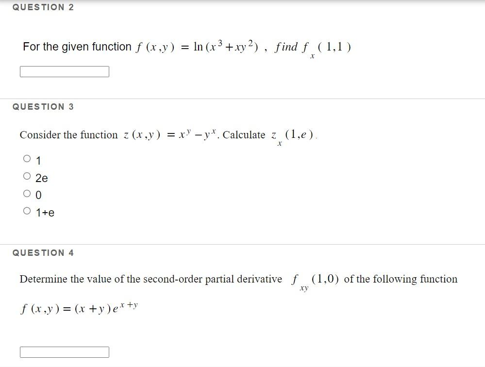 Solved For the given function f(x,y)=ln(x3+xy2), find | Chegg.com