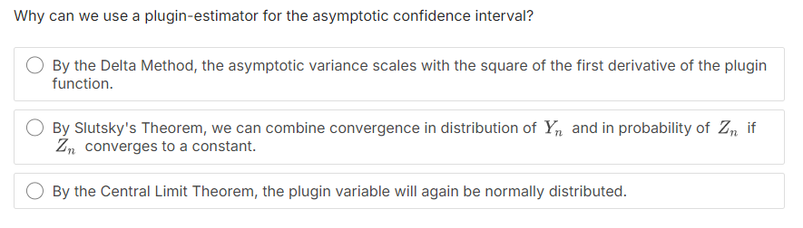 Why can we use a plugin-estimator for the asymptotic | Chegg.com