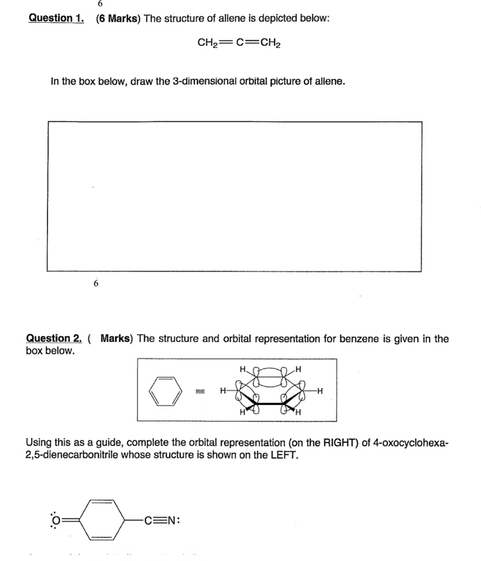 Solved 6 Question 1. (6 Marks) The structure of allene is | Chegg.com