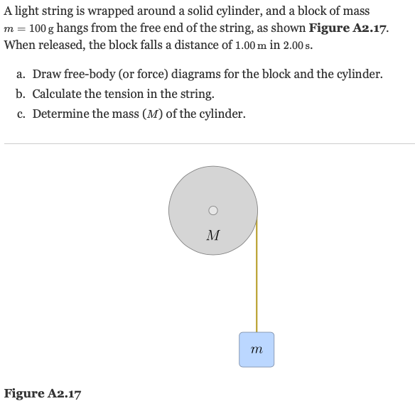Solved A light string is wrapped around a solid cylinder, | Chegg.com