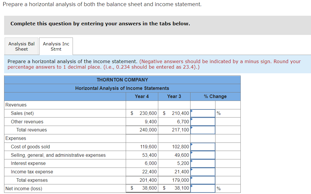 Solved Prepare a horizontal analysis of both the balance | Chegg.com