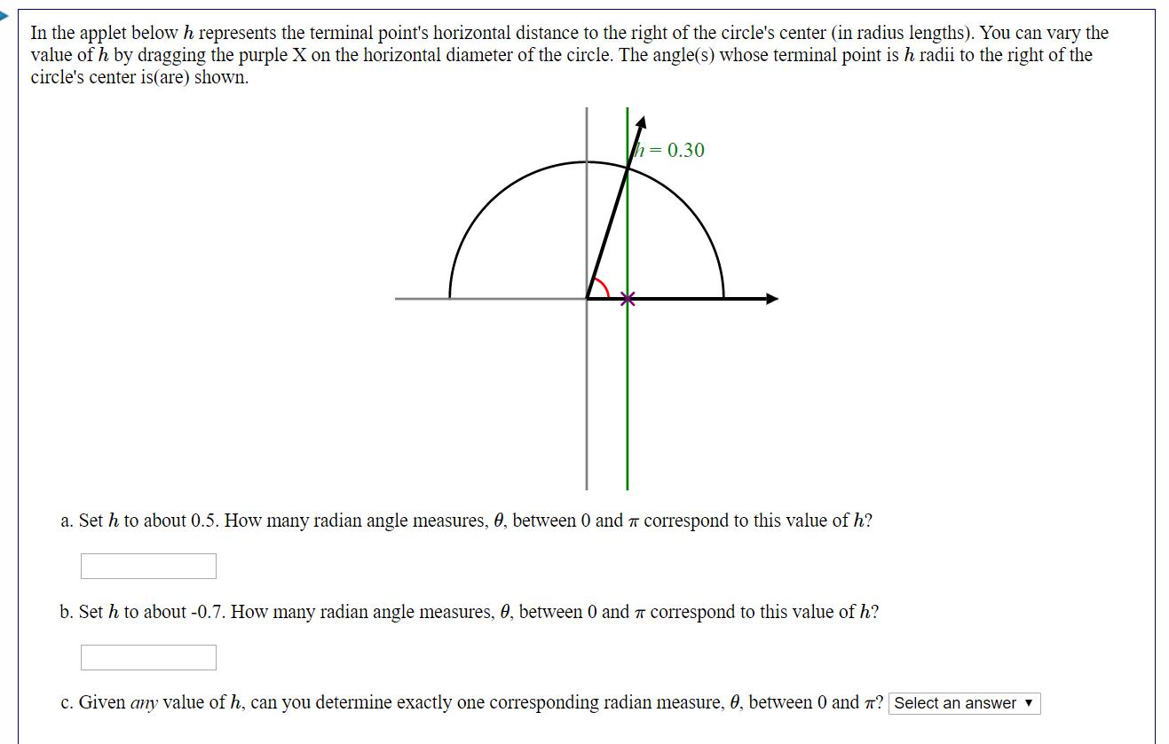 Solved In the applet below h represents the terminal point's | Chegg.com