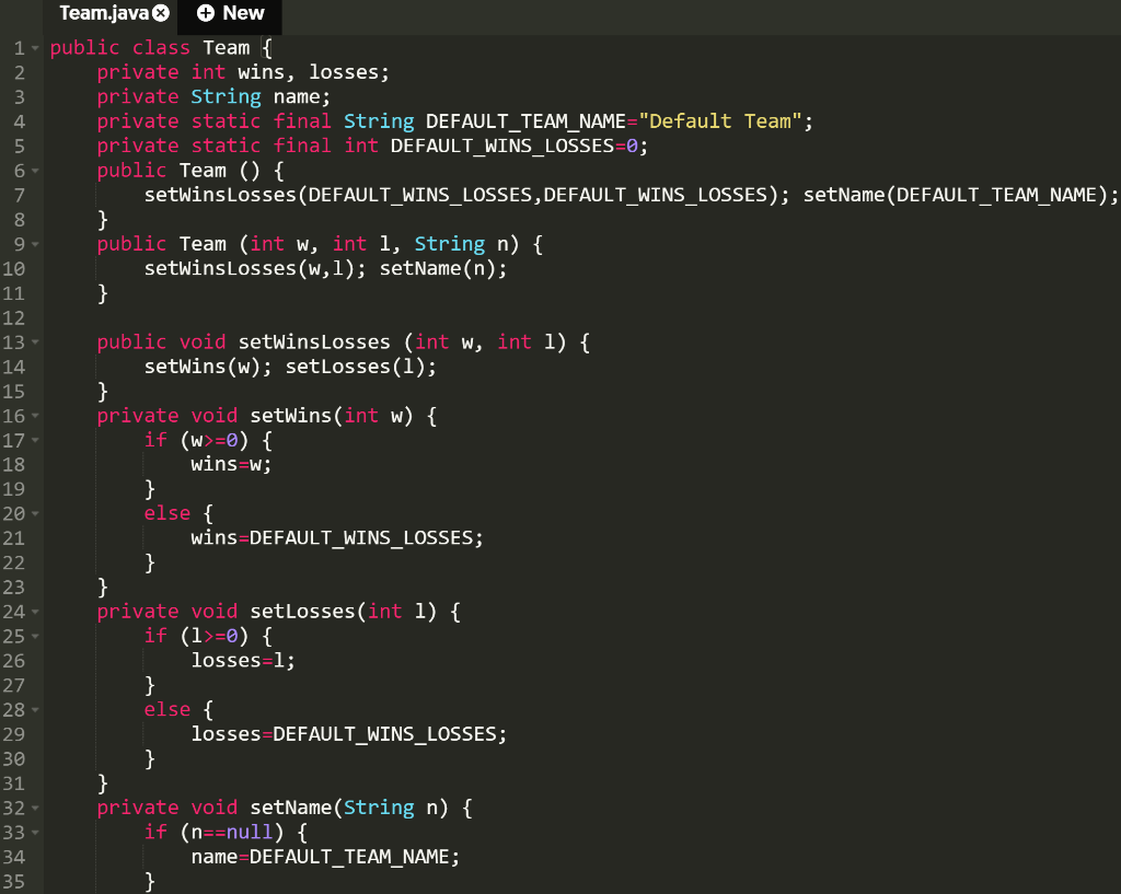 Solved See the Team class. Add the following functionality. | Chegg.com