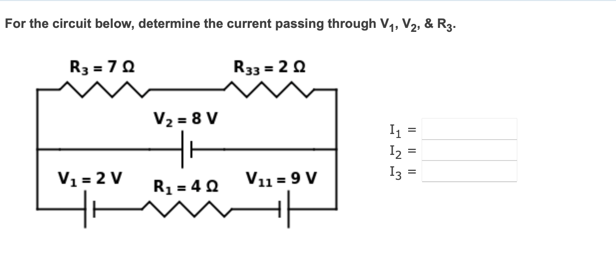 Solved For the circuit below, determine the current passing | Chegg.com
