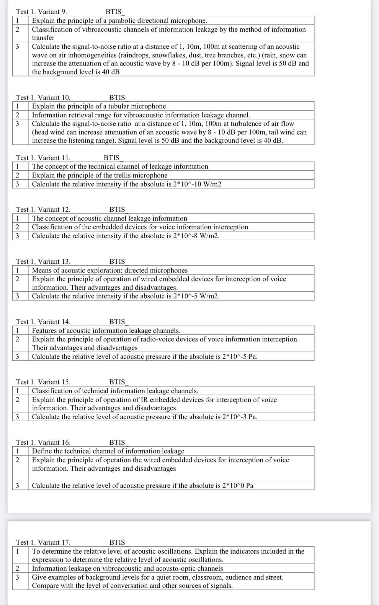 Solved Test 1. ﻿Variant 10.BTISTest 1. ﻿Variant 11.BTISTest | Chegg.com