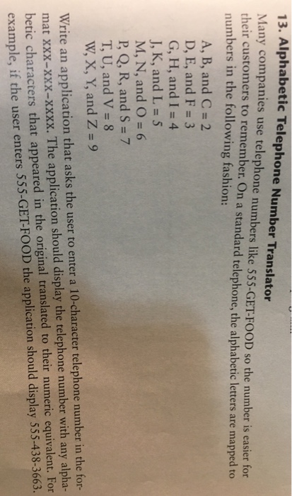 Solved 13. Alphabetic Telephone Number Translator Many | Chegg.com