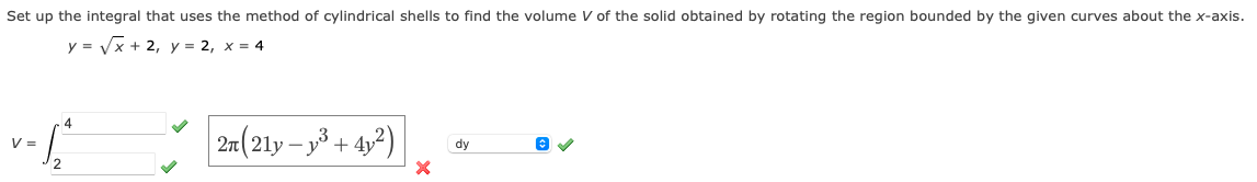 Solved Set up the integral that uses the method of | Chegg.com