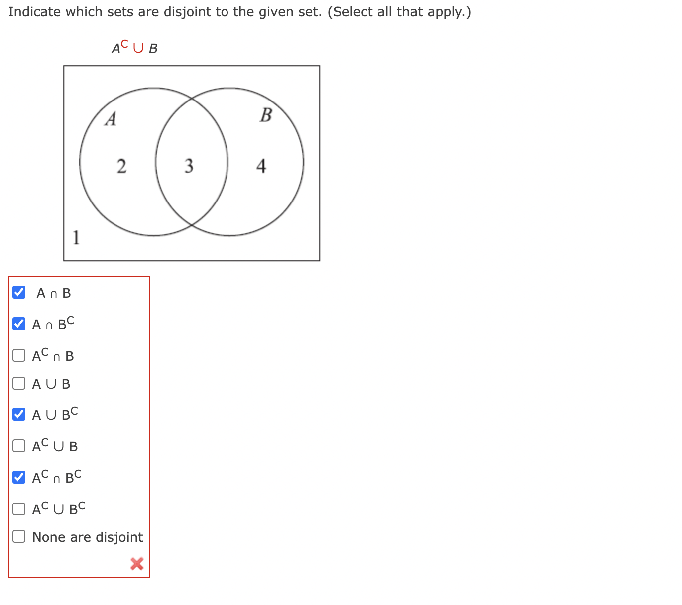 Solved Indicate which sets are disjoint to the given set. | Chegg.com