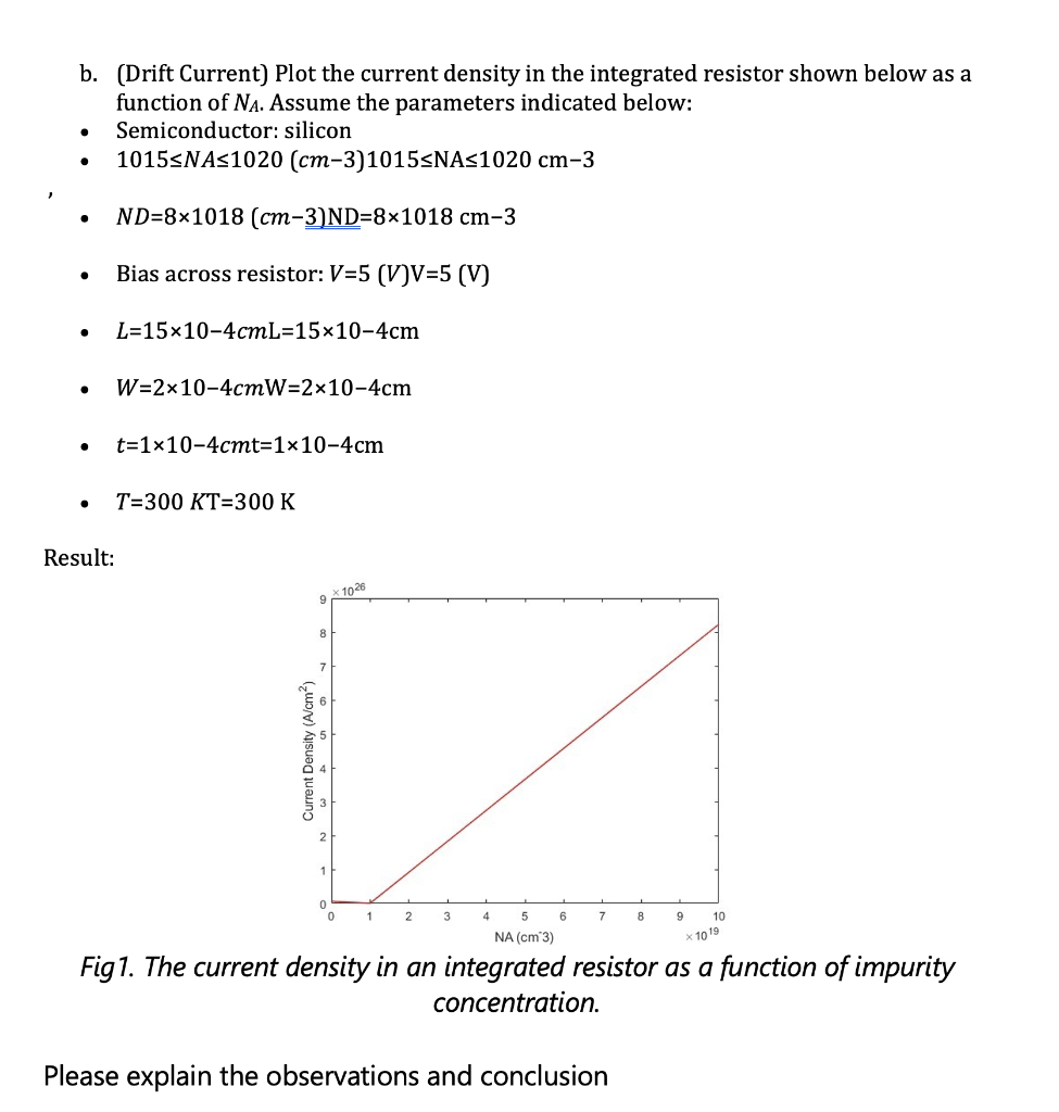 [Solved]: b. (Drift Current) Plot the current density in t