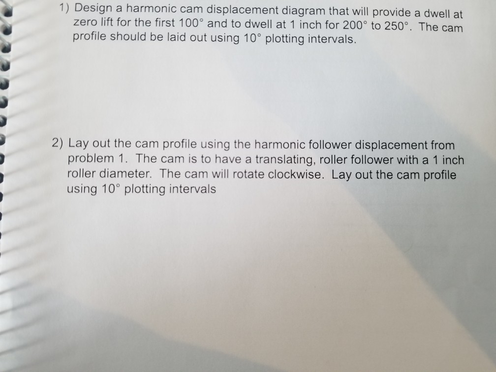 Solved 1) Design a harmonic cam displacement diagram that | Chegg.com