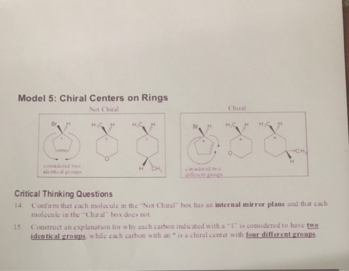Solved Model 5: Chiral Centers on Rings Not Chiral Chiral Br | Chegg.com