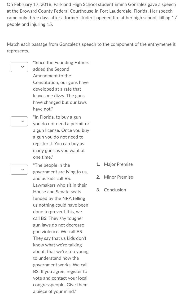 Solved On February 17, 2018, Parkland High School student | Chegg.com