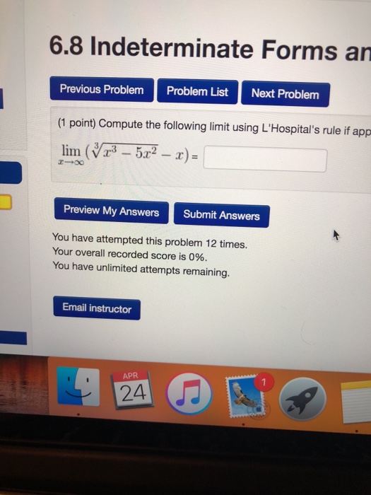 Solved 6.8 Indeterminate Forms an Previous Problem Problem | Chegg.com