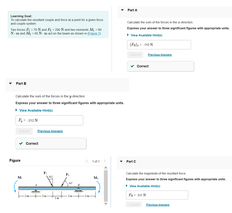 Solved Learning Goal: To calculate the resultant couple and | Chegg.com