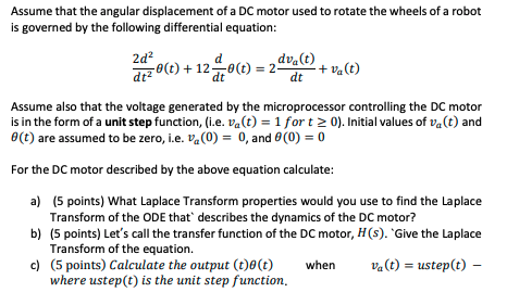 Solved Assume that the angular displacement of a DC motor | Chegg.com
