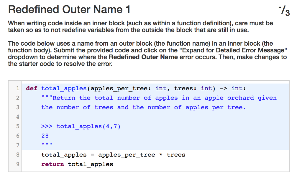 Solved Redefined Outer Name 3 When Writing Code Inside An 