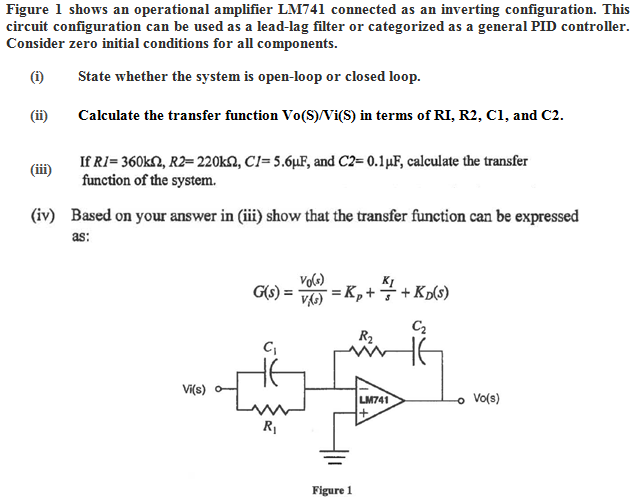 Solved Figure 1 shows an operational amplifier LM741 | Chegg.com