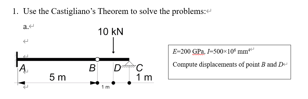 Solved 1. Use the Castigliano's Theorem to solve the | Chegg.com