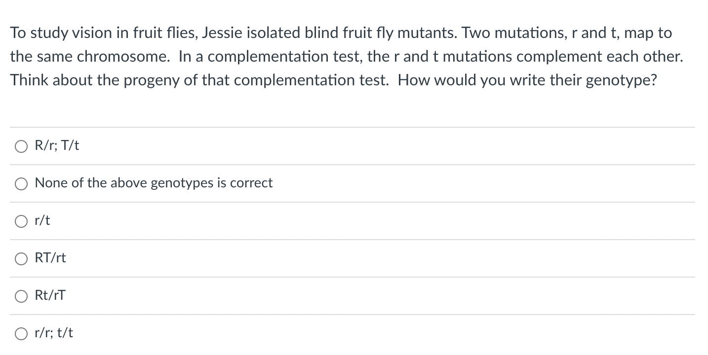 Solved To study vision in fruit flies, Jessie isolated blind | Chegg.com