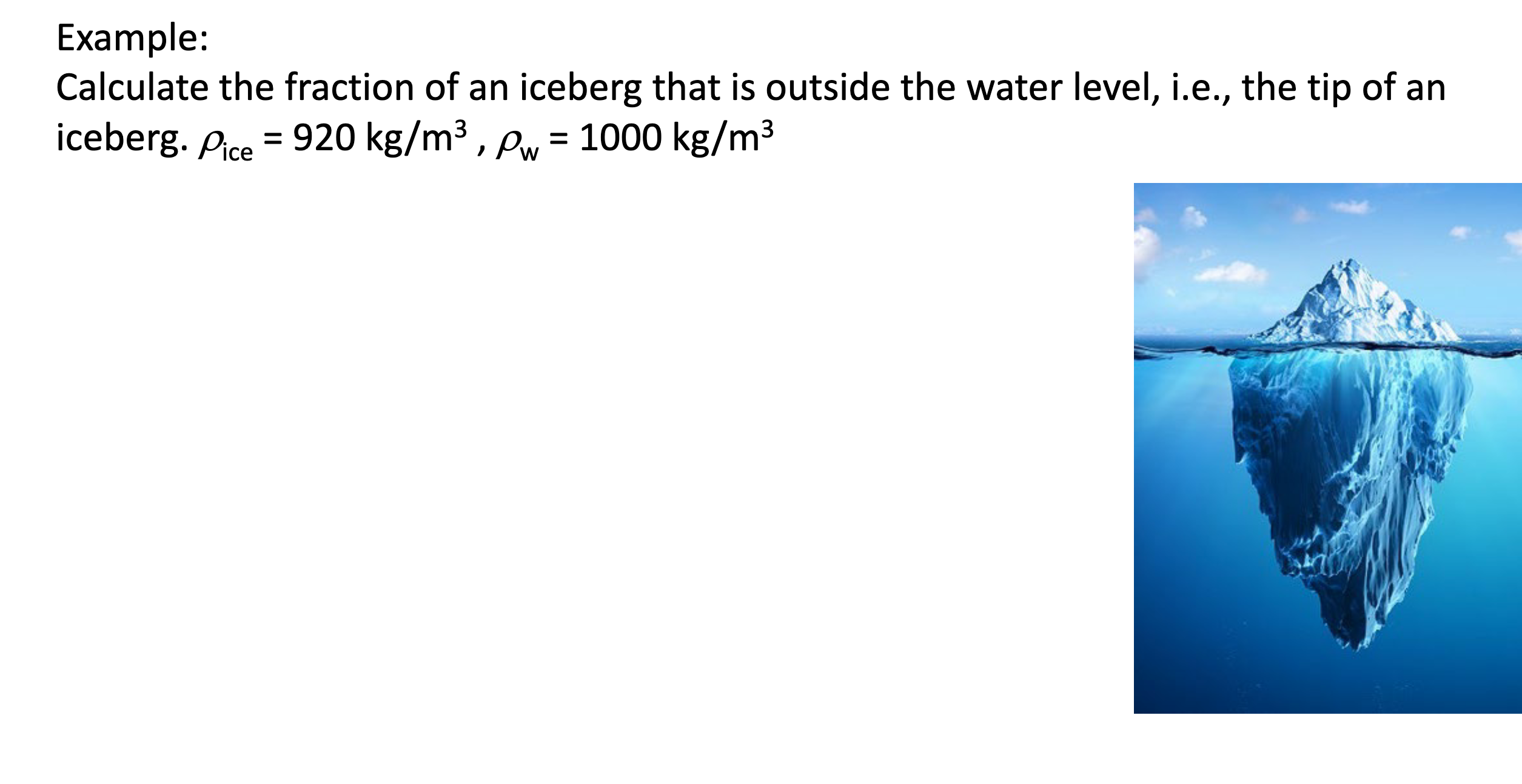Solved Example: Calculate the fraction of an iceberg that is | Chegg.com