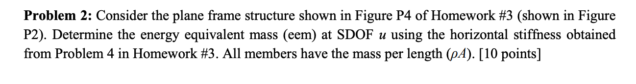 Solved Problem 2: Consider the plane frame structure shown | Chegg.com