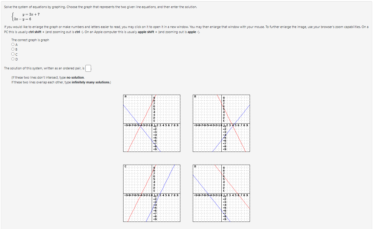 Solved Solve the system of equations by graphing. Choose the | Chegg.com