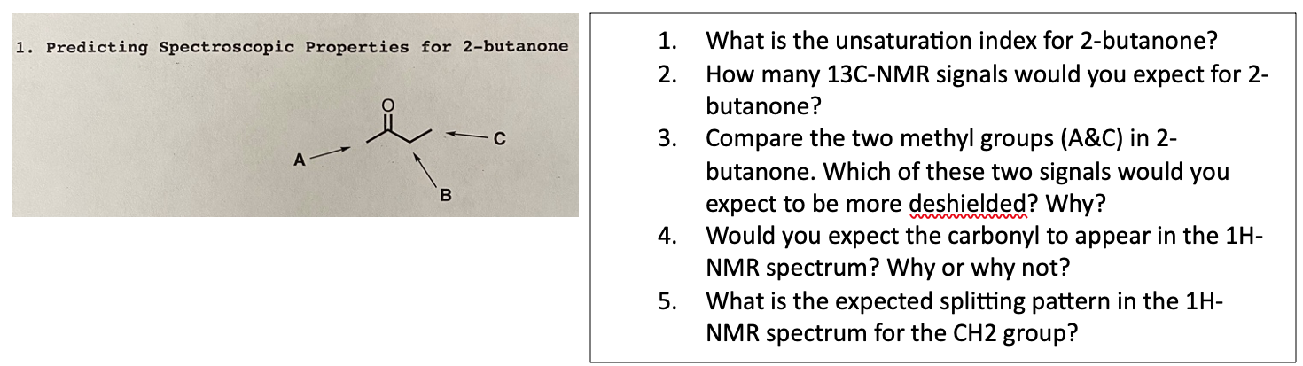 Solved 1. Predicting Spectroscopic Properties for 2-butanone | Chegg.com