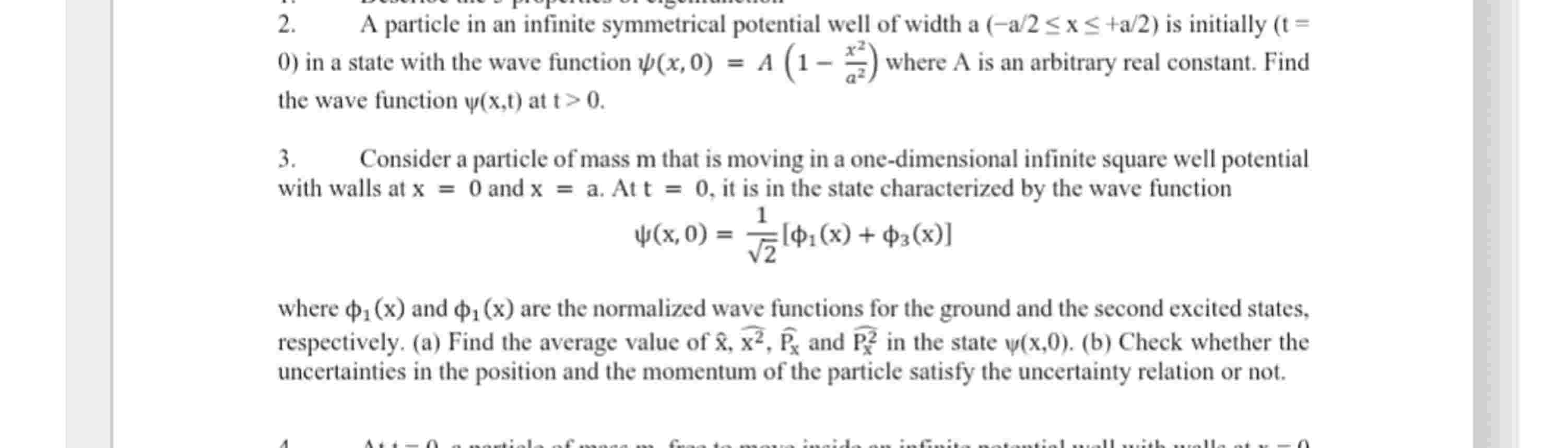 Solved A particle in an ﻿infinite symmetrical potential well | Chegg.com
