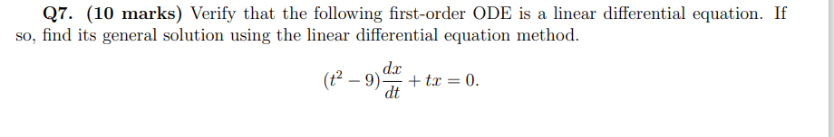 Solved Q7. (10 marks) Verify that the following first-order | Chegg.com Solved Q7. (10 marks) Verify that the following first-order | Chegg.com