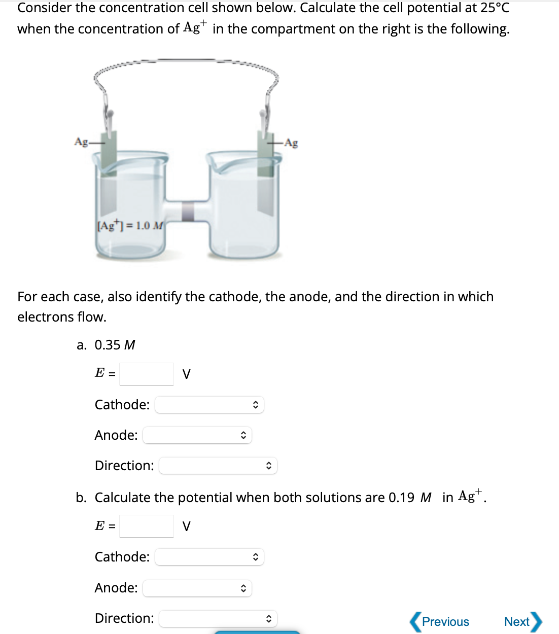 Consider the concentration cell shown below. | Chegg.com