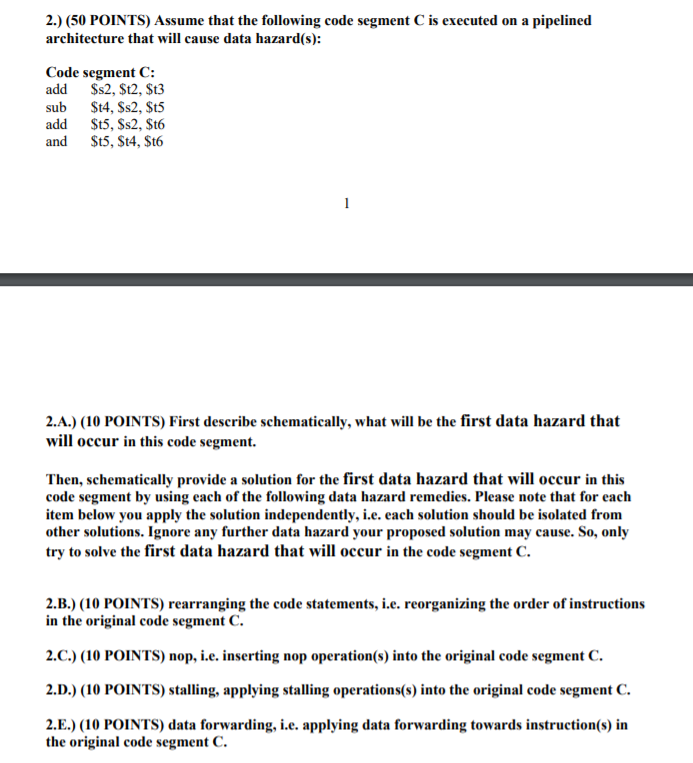 Solved 2.) (50 POINTS) Assume that the following code | Chegg.com