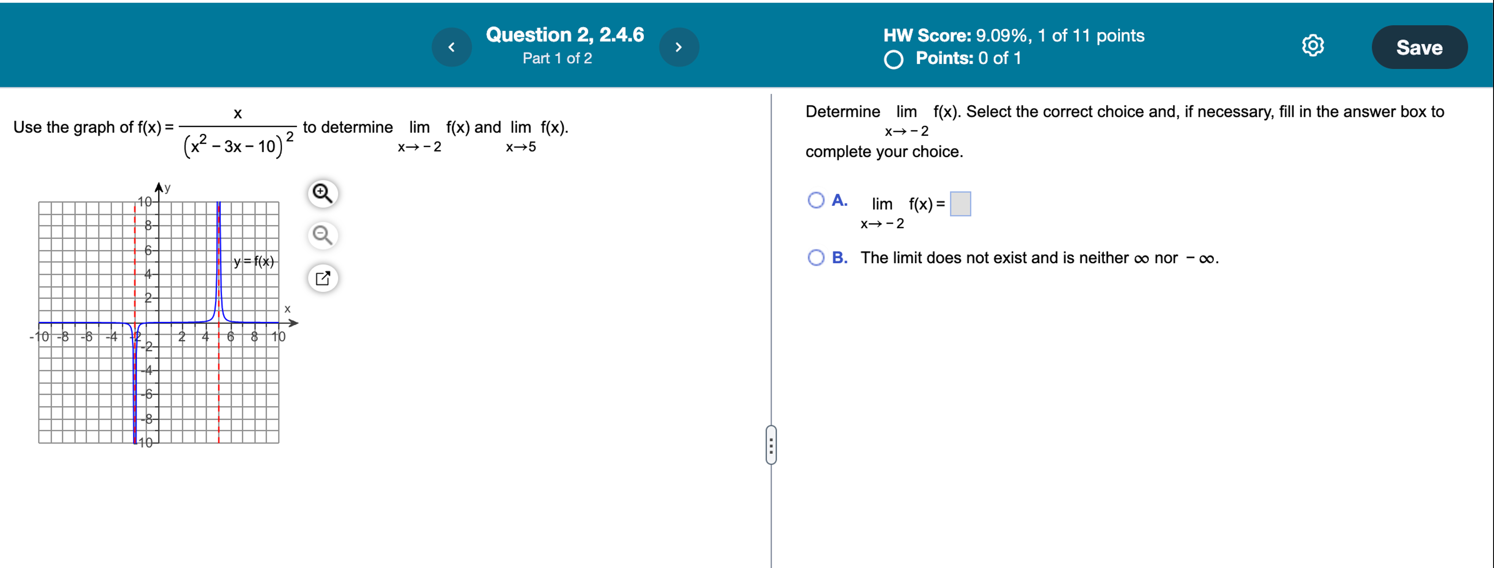 Solved Use the graph of f(x)=x(x2-3x-10)2 ﻿to determine | Chegg.com