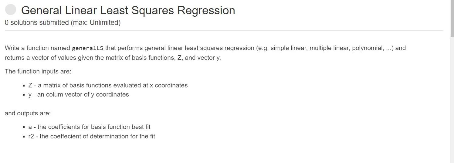 General Linear Least Squares Regression O solutions | Chegg.com