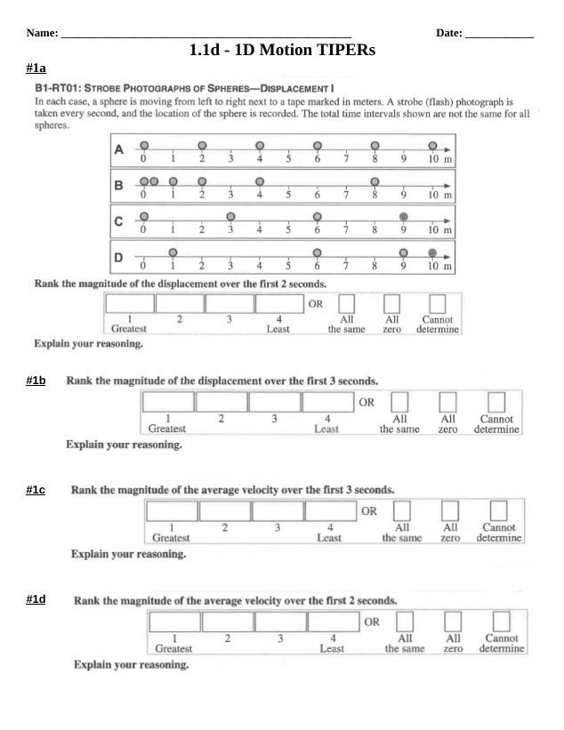 Solved 1.1d - 1D Motion TIPERs B1-RT13: Position-Time | Chegg.com