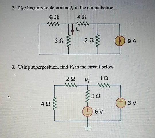 Solved 2. Use linearity to determine io in the circuit | Chegg.com