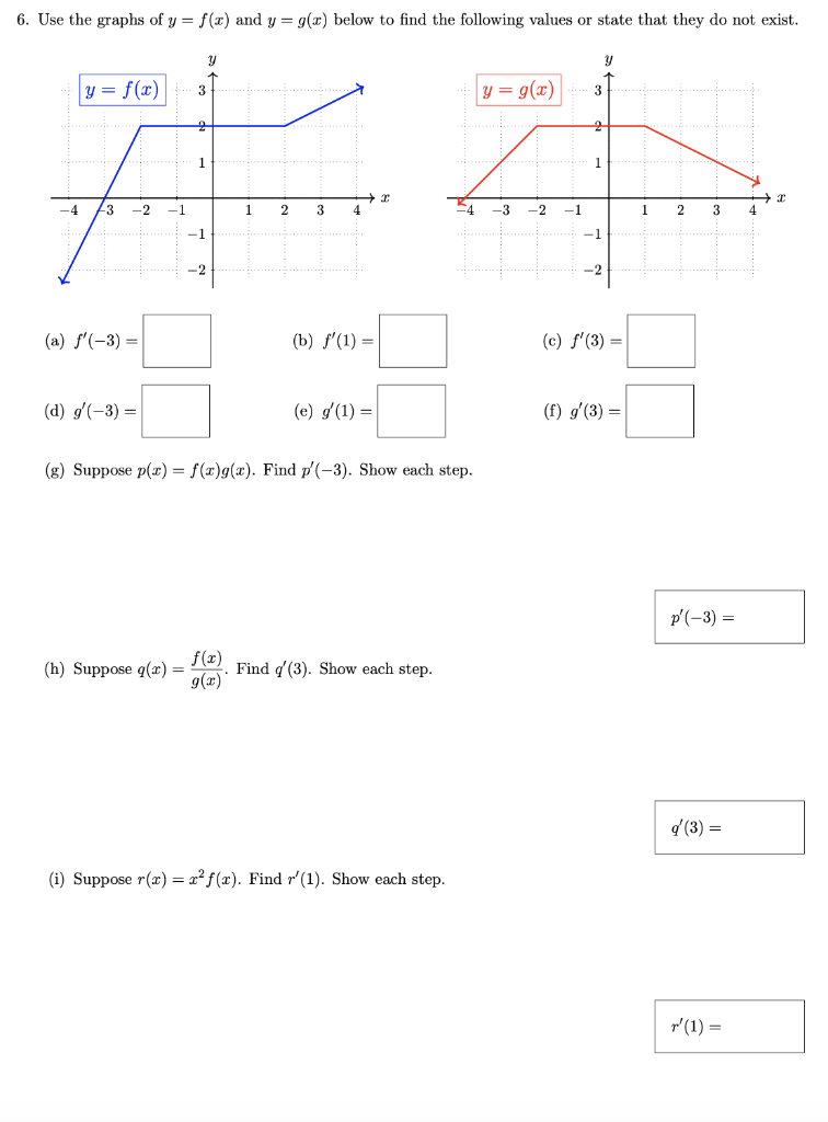 Solved 6. Use the graphs of y = f(x) and y = g(x) below to | Chegg.com