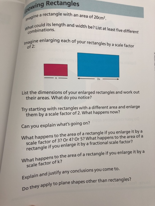 Solved ing Rectangles a rectangle with an area of 20cm2 | Chegg.com