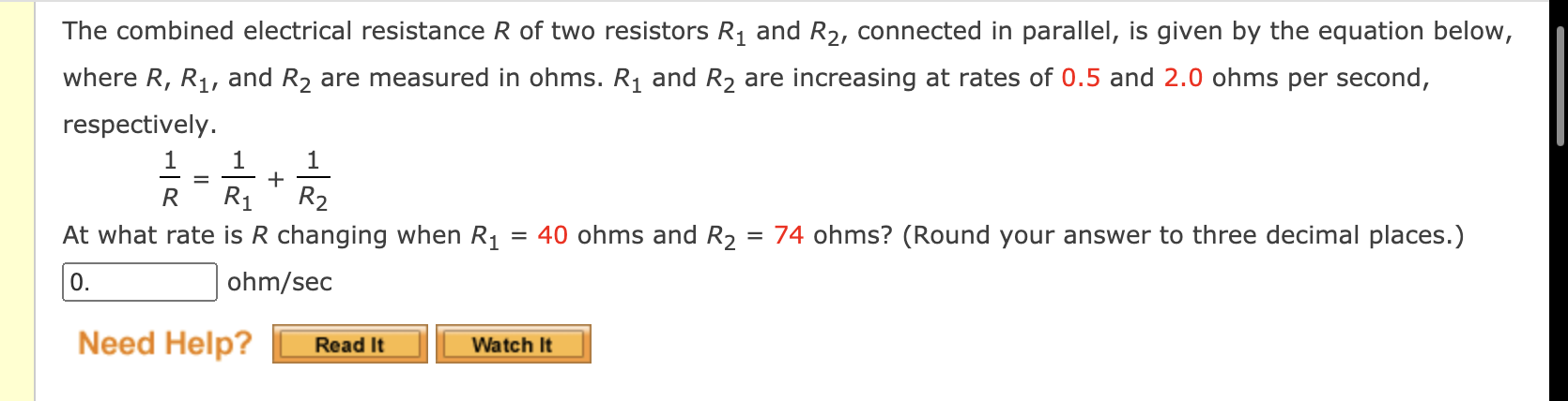 Solved The combined electrical resistance R of two resistors | Chegg.com