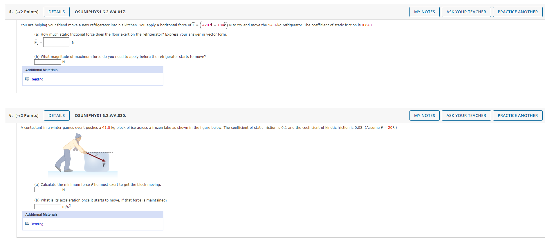 Solved (a) How much static frictional force does the floor | Chegg.com