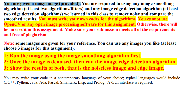 Solved You are given a noisy image (provided). You are | Chegg.com