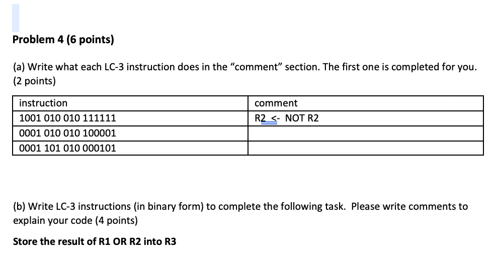 Solved Problem 4 (6 points) (a) Write what each LC-3 | Chegg.com Solved Problem 4 (6 points) (a) Write what each LC-3 | Chegg.com