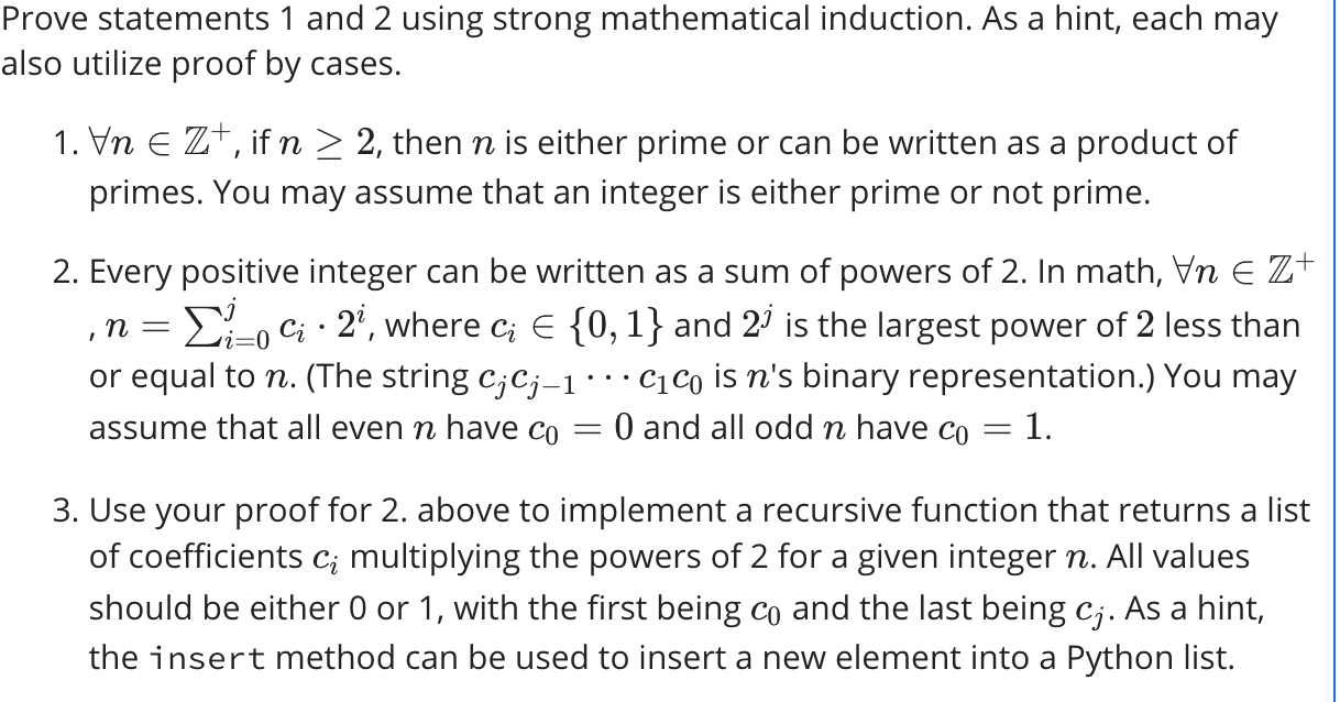 Solved . Prove statements 1 and 2 using strong | Chegg.com