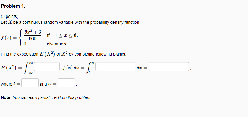 Solved Problem 1 5 Points Let X Be A Continuous Random 9267
