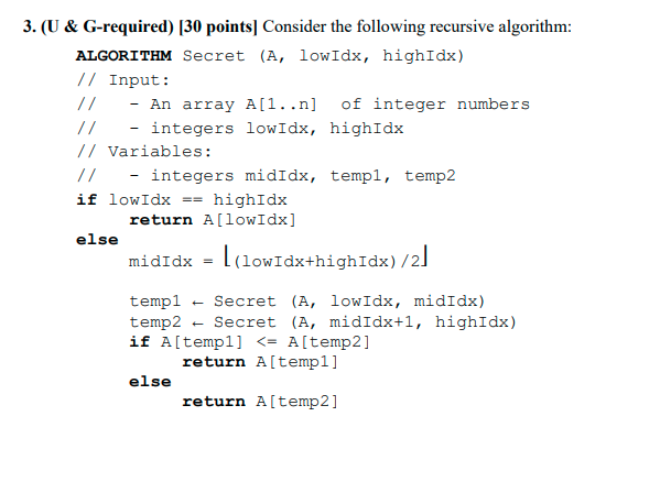Solved 3. (U \& G-required) [30 points] Consider the | Chegg.com