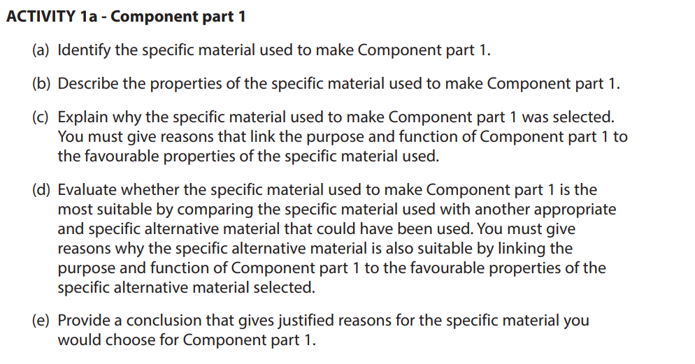 Solved (a) Identify the specific material used to make | Chegg.com