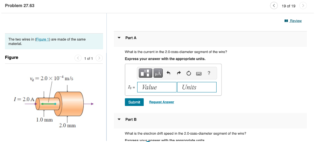 Solved The two wires in (Figure 1) are made of the same Part | Chegg.com