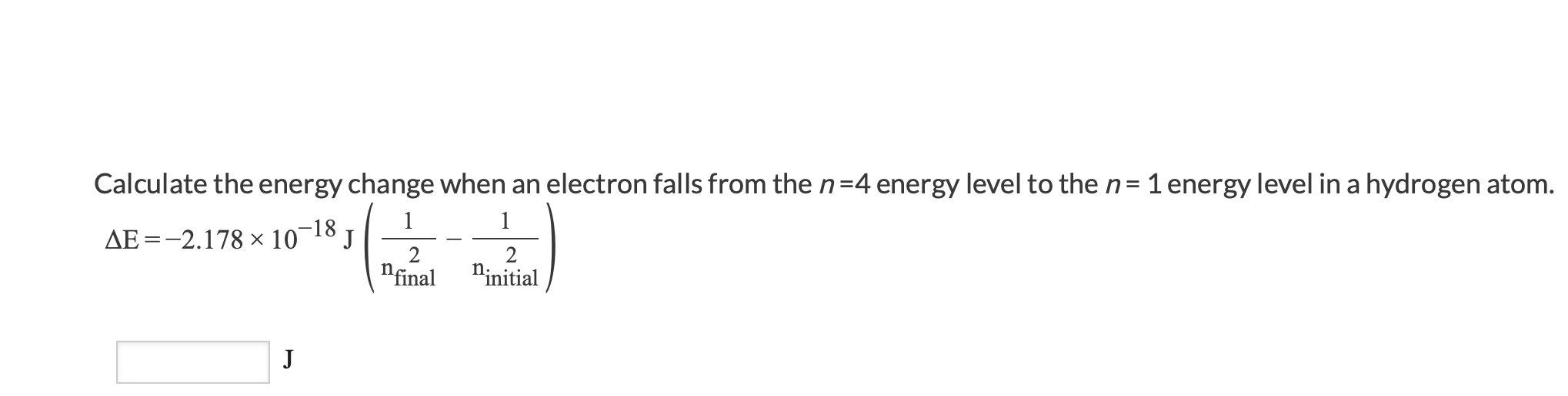 Solved Calculate the energy change when an electron falls | Chegg.com