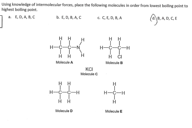 Solved Using knowledge of intermolecular forces, place the | Chegg.com
