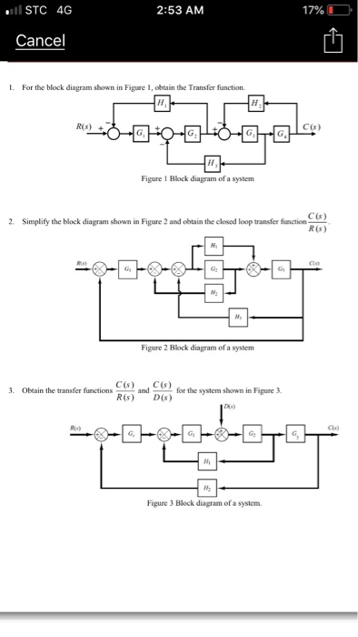 Solved STC 4G 2:53 AM 17%) Cancel I. For the block diagram | Chegg.com